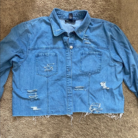 Denim&Co | Jackets & Coats | Distressed Cropped Denim Jacket 3 For 2 ...